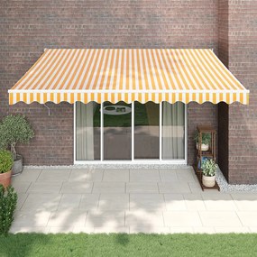 vidaXL Zatahovací markýza antracitová a bílá 4,5 x 3 m textil a hliník [3215701] Barva: Žlutá a bílá (bílý rám)