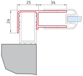 Roth Postranní profil CARIBA Varianta: šířka: 25 mm, výška: 2000 mm - (CI PRO 2000 NE), Barva profilů a typ výplně: profily: černá (elox)