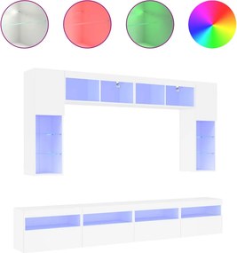 8dílná obývací stěna s LED osvětlením bílá 3216764