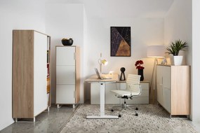 ARBYD Dubový výškově nastavitelný kancelářský stůl Thor 180 x 80 cm s bílou podnoží