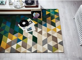 Vlněný koberec Flair Rugs Illusion Prism Green Triangles, 160 x 220 cm