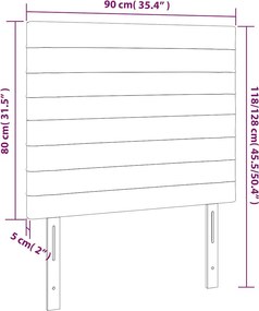 Čelo postele s LED tmavě modré 90x5x118/128 cm samet 3122604
