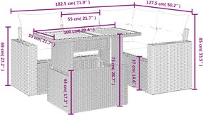 5dílná zahradní sedací souprava s poduškami béžová polyratan 3271297