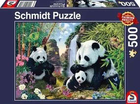 SCHMIDT Puzzle Pandy u vodopádu / 500 dílků / 48,1 × 34,1 cm