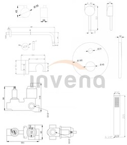 Invena Dafni, podomítková sprchová sada s dešťovou hlavovou sprchou 25cm, chrom lesklý, INV-BS-88-0O2-A