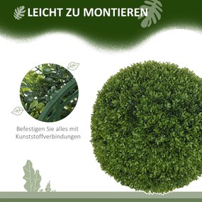 HOMCOM Sada 2 umělých koulí z buxusu 40 cm, UV ochrana, dekorace pro domov, zahradu, svatbu, tmavě zelená