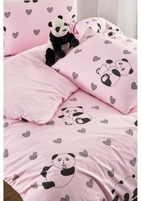 Růžové povlečení na jednolůžko/prodloužené s prostěradlem/3dílné 160x220 cm Panda – Mila Home