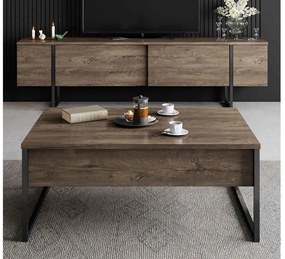 Designový konferenční stolek Hallan 90 cm ořech / černý
