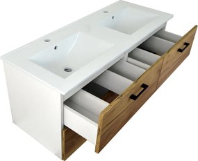 Comodo Koupelnová skříňka s keramickým umyvadlem Agria NEW W 120 - bílá/zlatý dub