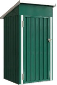 Outsunny kovový zahradní domek 0,74 m² 107,5x91x185 cm se skloněnou střechou, dveře s uzamykáním, větrání, zelený