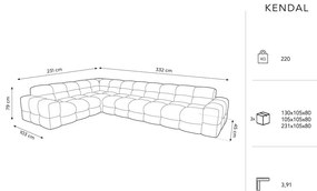Šedá sametová rohová pohovka (levý roh) Kendal – Micadoni Home