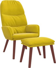 Relaxační křeslo s podnožkou žluté samet 3315123