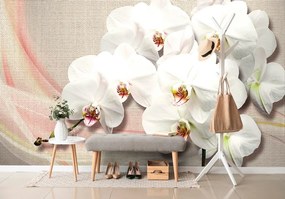Samolepící tapeta bílá orchidej na plátně - 300x270