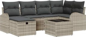 Set pohovek 7 ks Světle šedá polyratan 3359091