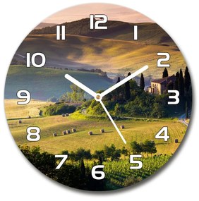 Wallmuralia Skleněné hodiny kulaté Toskánie Itálie fi 30 cm