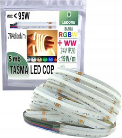 Led pásek Cob 784 diodová světelná linka Rgbw Ww Teplá 24V <19W/m 5mb