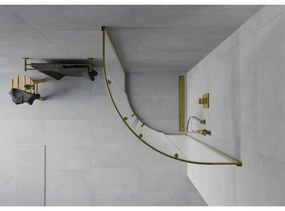 Mexen Rio, čtvrtkruhový sprchový kout s posuvnými dveřmi 80 (dveře) x 80 (dveře) x 190 cm, 5mm sklo námraza, zlatý profil, 863-080-080-50-30