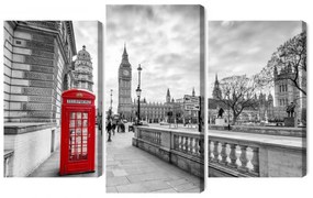 Vícedílný obraz Červená Londýnská Telefonní Budka 3D Nedostatek Nedostatek Plátno Canvas 120x80