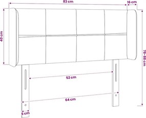 Čelo postele s LED tmavě hnědé 83 x 16 x 78/88 cm textil 3123213