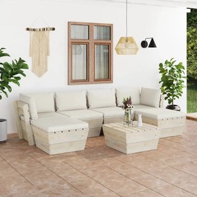 vidaXL 7dílná zahradní sedací souprava z palet + podušky smrkové dřevo [3063576] Barva: krémová