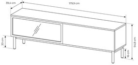 LANG c | TV stolek RTV 180 2D + LED osvětlení | 180 cm | černá/dub evoke