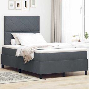 Postel s boxspringem s čelo Tmavě šedá 120 x 190 cm samet 3339885