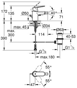 GROHE 32839000 - Bidetová baterie EUROSMART COSMOPOLITAN velikost S lesklý chrom