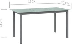Zahradní stůl světle šedý 150 x 90 x 74 cm hliník a sklo 312204