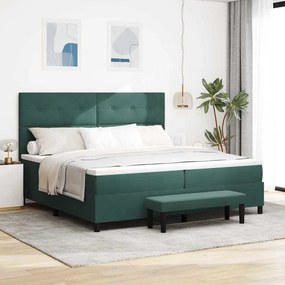 Postel s boxspringem s čelo Tmavě zelená 200 x 200 cm samet 3344537
