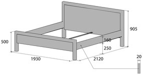 Nábytek ATIKA s.r.o. Kovová postel GENIUS Povrchová úprava: na přání dle RAL, Rozměr: 160 x 200 cm