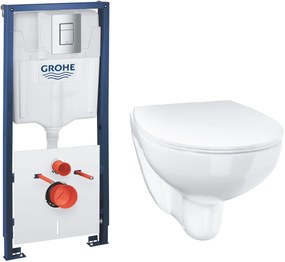 Set podomítkový WC modul s tlačítkem a těsněním Grohe Solido 39930000, sada mísa + prkénko s pomalým sklápěním Grohe Bau Ceramic 39899000