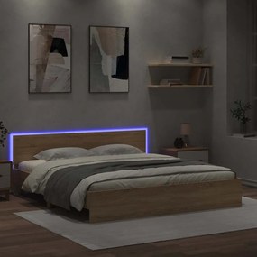 Rám postele s čelem a LED osvětlením dub sonoma 180 x 200 cm 3207590