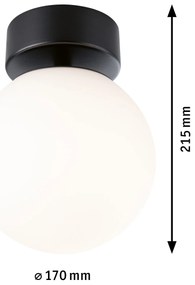 Paulmann 71072 Gove, koupelnové stropní svítidlo LED 9W 3000K, černá, průměr 17cm, IP44