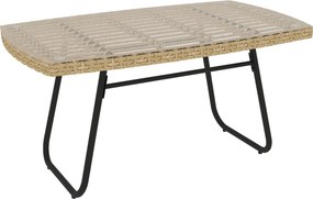 Zahradní stůl Outsunny z poly ratanového materiálu, 90 x 50 x 45 cm, UV odolný boční stůl se skleněnou deskou, obdélníkový stůl na terasu, balkonový …