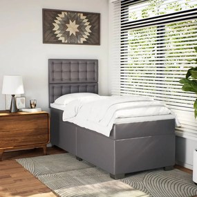 Box spring postel s matrací šedá 80 x 200 cm umělá kůže 3292998