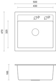 Černý kuchyňský granitový dřez QUADRON JOHNNY 110 bez odkapu