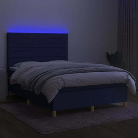 Box spring postel s matrací a LED modrá 140x200 cm textil 3135523