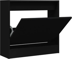 botník, výklopný, kompozitní dřevo, 57x60x21 cm, černá, Dekorino BB20260034