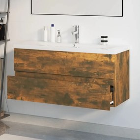 Umyvadlová skříňka s vestavěným umyvadlem kouřový dub kompozit 3152888