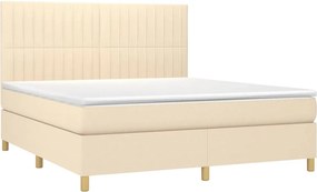 Box spring postel s matrací a LED krémová 180x200 cm textil 3135618