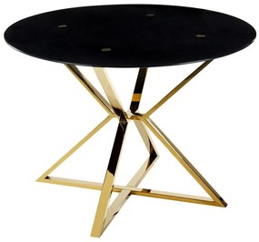 Kulatý jídelní stůl se skleněnou deskou ø 105 cm černý/zlatý BOSCO Beliani