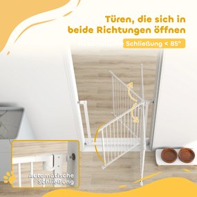 Schodišťová branka Bezpečnostní branka bez vrtání s automatickým zavíráním pro děti Kuchyňské schody 76-80 x 76 cm Bílá