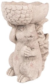 Béžová antik dekorace veverka se žaludem jako miska – 20x12x24 cm