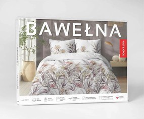 Detexpol Bílé bavlněné povlečení s tropickými květinami v zemitých tónech – 220x200 – kolekce Naturalis – vzor 5504 B