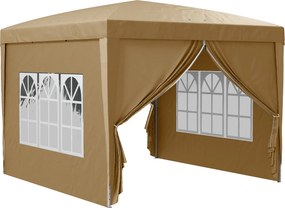 Outsunny skládací zahradní altán 3x3 m se 4 bočními díly, z oceli a oxfordské tkaniny khaki