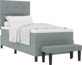 Postel s boxspringem s čelo Světle šedá 80 x 200 cm textil 3344023