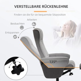 HOMCOM polohovací křeslo s podnožkou otočné o 360°, nastavitelné TV křeslo s taburetem, tmavě šedá pěna 69 x 71 x 104 cm | Aosom.de