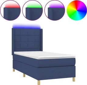 Box spring postel s matrací a LED modrá 90x190 cm textil 3138843