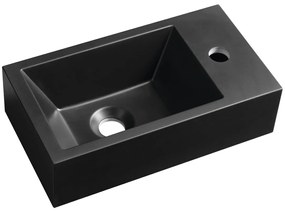 Sapho Sapho, AMAROK litý mramor umyvadlo 40x22cm, černá matná, baterie vpravo, AR500B