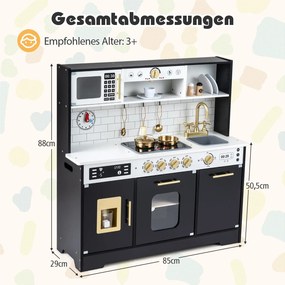 Costway Dětská kuchyňka se světlem a zvukem dřevěná kuchyňka